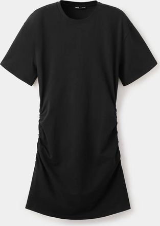 Mango Robe coton fronc&eacute;e sur les c&ocirc;t&eacute;s noir - Femme - XXS - MANGO
