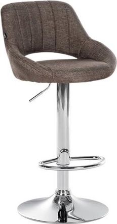 Clp Tabouret De Bar Milet en Tissu I Chaise Haute De Bistrot avec Repose-Pieds Et Pied en M&eacute;tal I Pivotant R&eacute;glable, Couleur:Marron, Couleur du Cadre:Chro