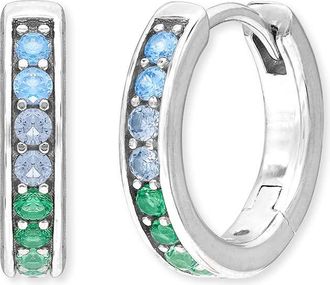 Engelsrufer Damen Creole aus Sterling Silber - besetzt mit 20 mehrfarbigen Zirkonia Steinen - Clipverschluss - nickelfrei - 13mm