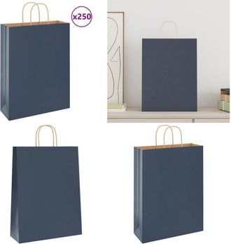 vidaXL Vidaxl - Papiertragetaschen 250 Stk. mit Henkeln Blau 32x12x42 cm
