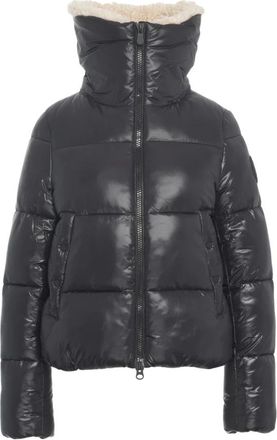 Save The Duck Femme, Vestes, Noir, Taille: 42 FR Doudoune Brillante Col Montant