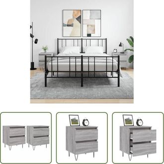 vidaXL vidaXL Nachttisch 2 St&uuml;ck - Nachttische 2 Stk. Grau Sonoma 40x35x50 cm Holzwerkstoff