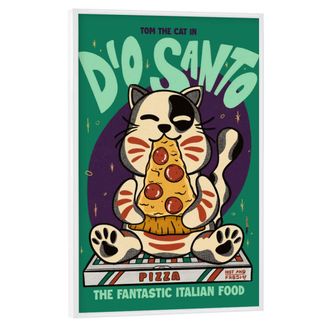 artboxONE Poster mit wei&szlig;em Rahmen 30x20 cm Tiere Dio Santo hochwertiger Design Kunstdruck - Bild cat catlovers Comic