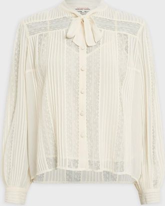 Gerard Darel Chemise en dentelle &agrave; col lavalli&egrave;re - CYRANA - Blanc