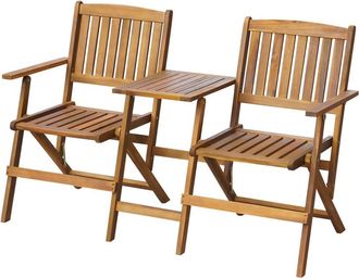 Generic Klappbarer Gartens Tuhl aus Massivem Akazien Holz, Tee Tisch 140 cm, Ideal für den Wohnraum Im Freien, Einfache Aufbewahrung, Rustikaler Charme mit Si