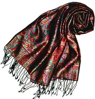 Lorenzo Cana Pashmina pour la femme - écharpe de 100% soie avec les mesures de 70 x 190 cm - fait à la main - souple élégant en violet bleu rose beige orange vert