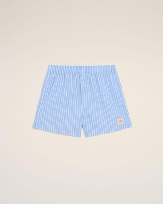 Ami Short Ray&eacute; Bleu en Coton Blanc - XXL - Homme