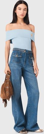 Maje Schlagjeans Mit Flechtdetails - Blau - Maje