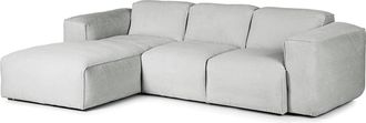 Studio Copenhagen home24 Ecksofa 3-Sitzer mit Longchair Grau Cordstoff Snor 251cm Longchair davorstehend links Modern