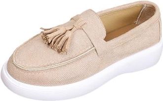 Generic Mocassins larges et confortables pour femme - Couleur unie - Style classique - Respirant - D&eacute;contract&eacute; - Chaussures plates &agrave; enfiler - Pour le travail