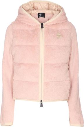 Moncler cardigan zipp&eacute; &agrave; capuche - Rose