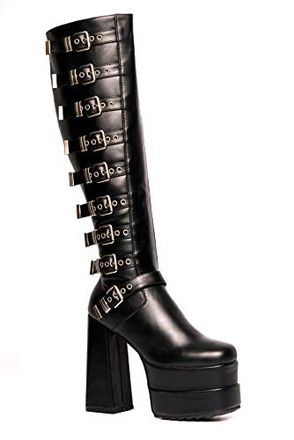 Lamoda Front Row, Knee High Boot Femme, Black PU, 38 EU