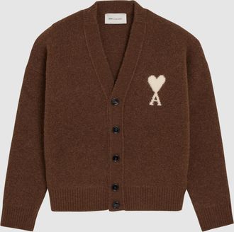Ami Cardigan Ami De Coeur Marron Chocolat Ecru