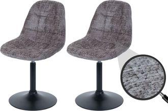 Mendler 2er-Set Esszimmerstuhl HWC-A60, Küchenstuhl Stuhl Drehstuhl, Stahl FSC Stoff/Textil Chenille (465g/m²) - braun