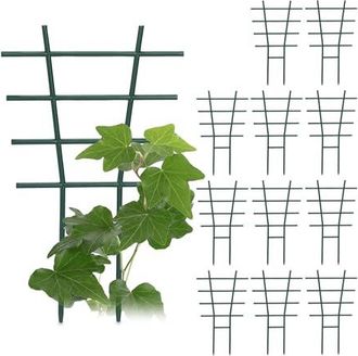 Relaxdays Pflanzenstütze, 12er Set, Kunststoff Rankhilfe, Topf- & Zimmerpflanzen, H x B: 26 x 16 cm, Blumenstütze, grün