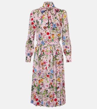 Gucci Robe chemise en soie &agrave; fleurs
