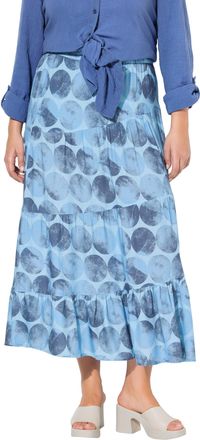 Ulla Popken Damen gro&szlig;e Gr&ouml;&szlig;en &Uuml;bergr&ouml;&szlig;en Plus Size Maxirock, Ziern&auml;hte, A-Linie, Elastikbund lichtblau 46+ 838231720-46+