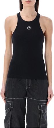 Marine Serre Femme, Tops, Noir, Taille: 42 FR D&eacute;bardeur c&ocirc;tel&eacute; en jersey avec logo Moon