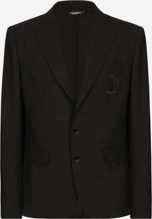 Dolce & Gabbana Einreihige Jacke Taormina Aus Wolle Mit Dg-patch - Mann Anzüge Und Blazer Schwarz 52