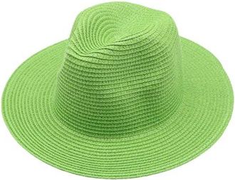 Generic Chapeau Fedora Panama unisexe pliable - Chapeau de soleil en paille réglable à large bord pour homme et femme, casquette de plage pliable pour voyage,