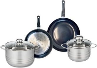 Fackelmann ELO 9722950 Batterie de cuisine 4 pi&egrave;ces, Ensemble de 2 Po&ecirc;les de cuisson 20 et 24 cm et 2 faitouts 16 et 20 cm Elo Prima Brillant, inox, induction
