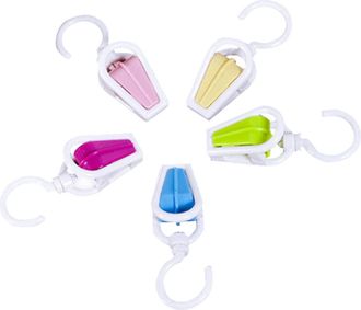 BESPORTBLE Kunststoffklammern W&auml;scheklammern Reiseb&uuml;gel 20 St&uuml;ck Multifunktional Winddicht Drehbar Bunt mit Kunststoffkordelband zum Aufh&auml;ngen von Kleidung Handt