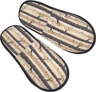 Generic Pantoufles Femmes Motif de bouleaux Respirant Chaussons pour Homme Confortable &eacute;l&eacute;gant Chaussures Femme Hiver M