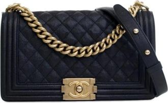 Chanel Sac bandouli&egrave;re matelass&eacute; en cuir caviar Pre-owned - Femme - Pre-owned - Bleu - Taille: ONE Size