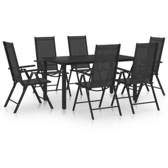 vidaXL vidaXL 7-tlg. Garten-Essgruppe Aluminium Schwarz