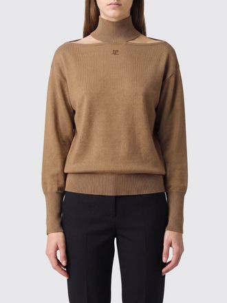 Courr&egrave;ges Rollkragenpullover von aus Merinowolle mit Cut-Out-Detail und tonalem Logo
