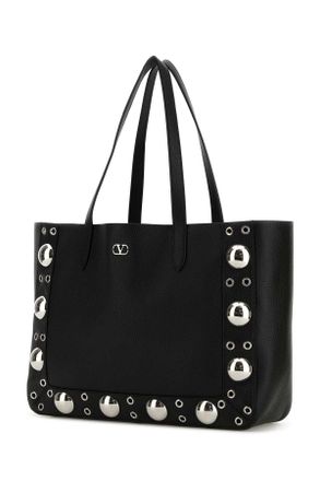 Valentino Garavani Womens Black Leather Vlogo Signature Shopping Bag Nero Calf - Bos Taurus Borse A Mano