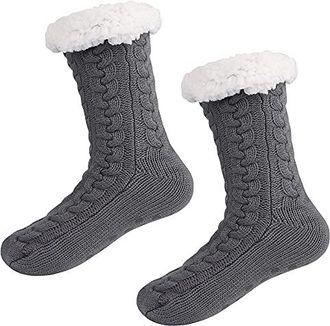 Generic Chaussettes dhiver douces doubl&eacute;es en polaire pour femme, chaussettes thermiques &eacute;paisses et pelucheuses, chaussettes dint&eacute;rieur chaudes et confortabl