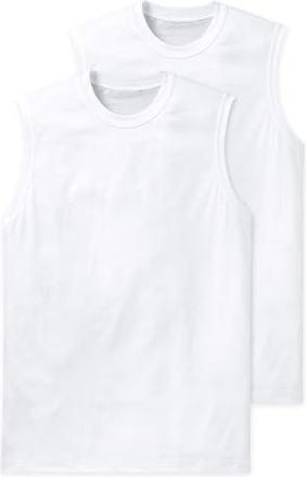 Schiesser Shirt 0/0 Arm Maillot de Corps, Blanc-Weiß (100-weiss), Medium Homme