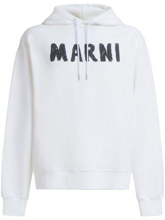 Marni hoodie &agrave; logo imprim&eacute; - Blanc