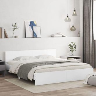 vidaXL Bettgestell mit Kopfteil Wei&szlig; 160x200 cm Vidaxl