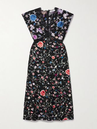 Sea New York Priscilla Midikleid Aus Cr&ecirc;pe Mit Spitzenbes&auml;tzen Und Stickereien - Schwarz