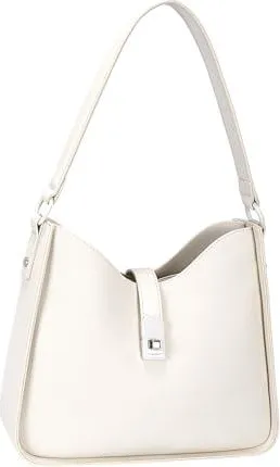 David Jones Paris - Sac port&eacute; &eacute;paule Femme Similicuir - 3 compartiments - Taille Moyenne - Ville Classique Chic El&eacute;gant (Coconut Cream)
