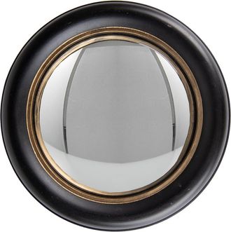 Clayre & Eef Spiegel Ø 27 cm Schwarz Goldfarbig Holz Glas Rund Wandspiegel