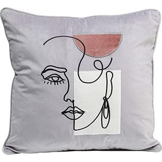 Kare Design Design Kissen Mademoiselle 45x45cm Deko, Stoff u. Kunstleder, 45x45x10cm