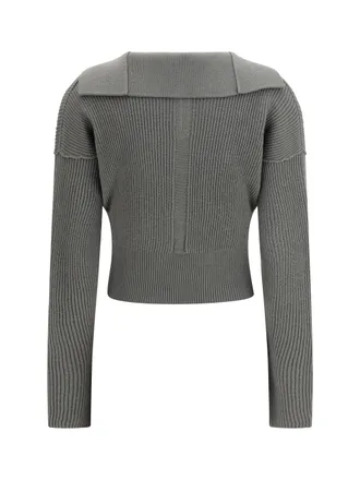 Rick Owens Womens Euca Virgin Wool Sweater With V Neck Fleece Ovis Aries