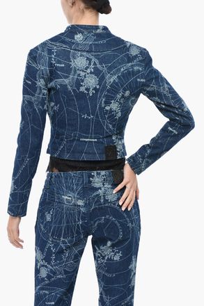 Off-white Printed Denim Jacket MAP With Full Front Zip Off-White