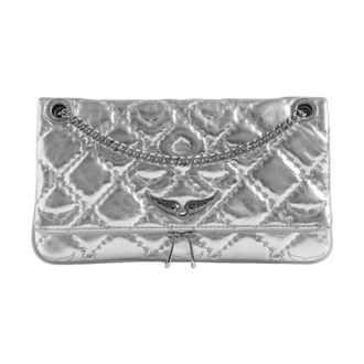 Zadig&Voltaire Femme, Sacs, Gris, Taille: ONE Size Pochette en cuir matelass&eacute; m&eacute;tallis&eacute;