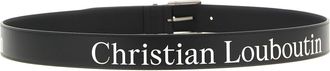 Christian Louboutin Logo-Embossed Calfskin Belt - Black