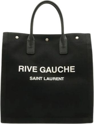 Saint Laurent Pre-owned Sac fourre-tout Rive Gauche en toile et cuir - Femme - Pre-owned - Noir - Taille: ONE Size