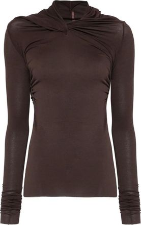 Rick Owens Langarmshirt mit verdrehtem Design - Braun