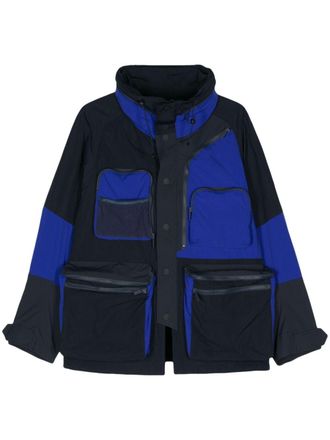 White Mountaineering parka à deign colour block - Bleu