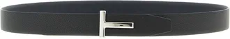 Tom Ford Hammered Leather Reversible Belt - Black