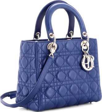 Dior Lady Dior Bag Cannage Quilt Lambskin Medium satchel - Blau