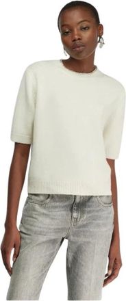 Semicouture Femme, Pulls, Blanc, Taille: 42 FR Maglia In Misto Cachemire Manica Corta