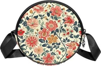 Generic Sac &agrave; bandouli&egrave;re circulaire pour femme, motif branches de printemps, fleurs, petit sac &agrave; bandouli&egrave;re avec fermeture &eacute;clair, bretelles r&eacute;glables, sac 